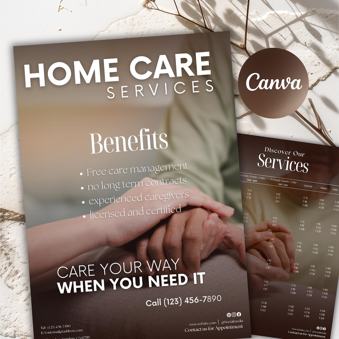 Home Care Services Flyer Brochure: Customizable Canva Template - Etsy
