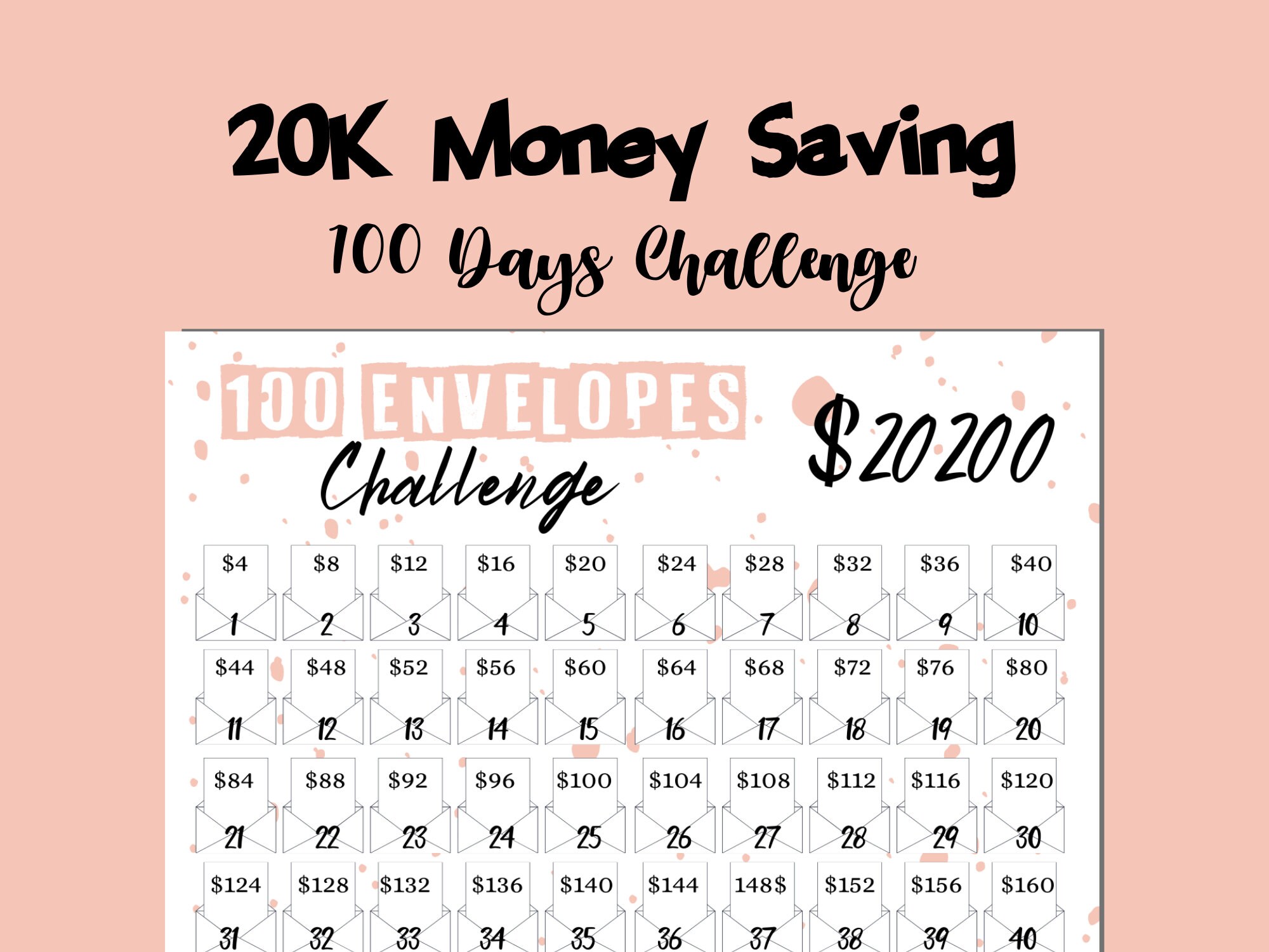 100 ENVELOPES CHALLENGE 20000 Saving Tracker Save 20k Etsy 100 ENVELOPES CHALLENGE 20000 Saving Tracker Save 20k Etsy