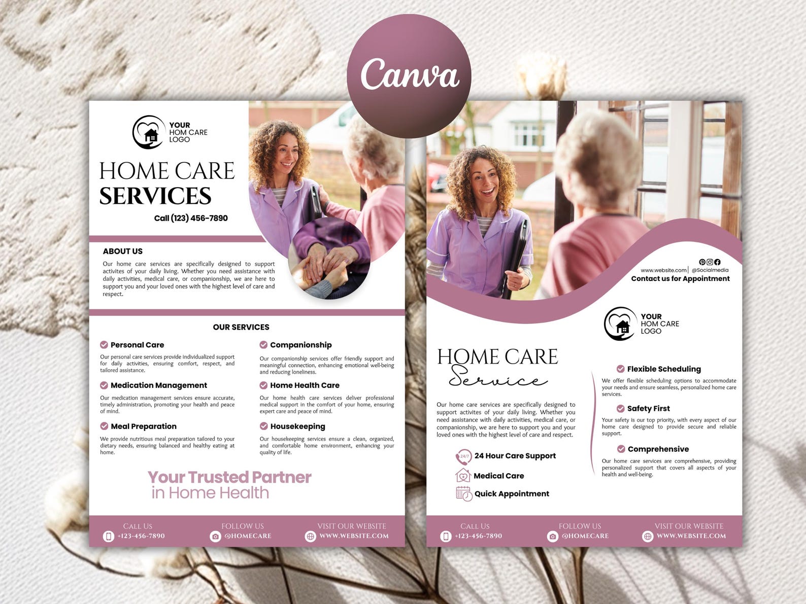 Home Care Services Flyer: Customizable Canva Brochure Template - Etsy