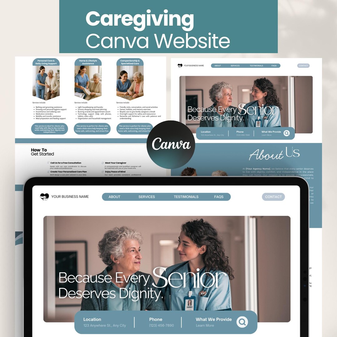 Caregiving Website Template: Home Health Care Canva Design - Etsy