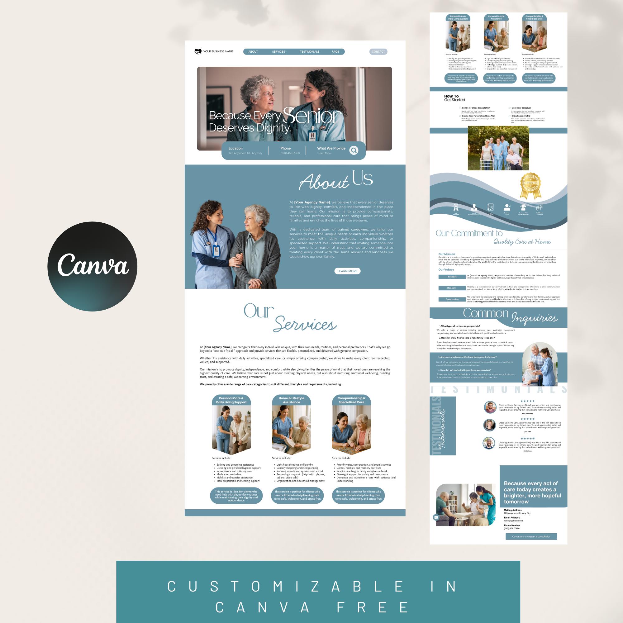 Caregiving Website Template: Home Health Care Canva Design - Etsy