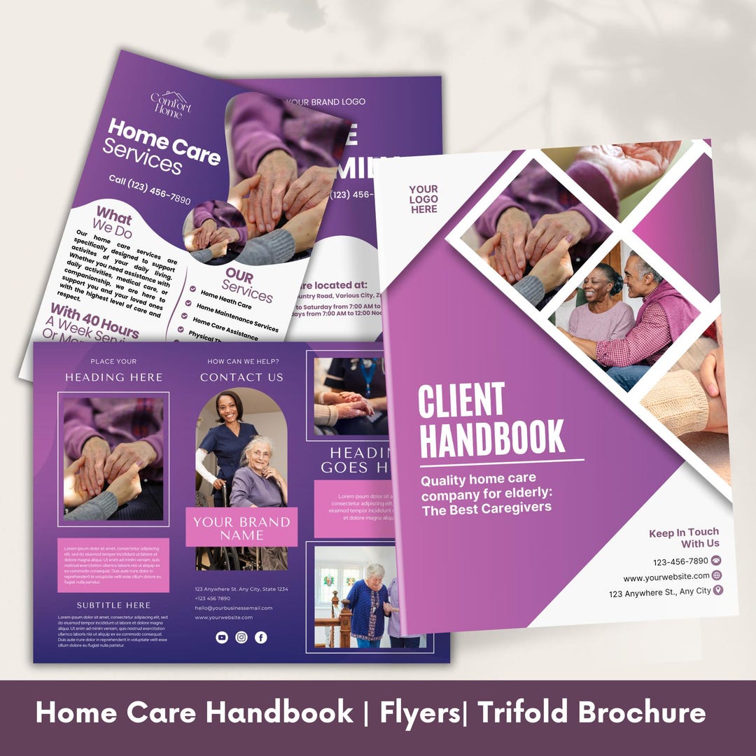 Home Care Client Handbook , Flyer and Trifold Brochure, Healthcare ...