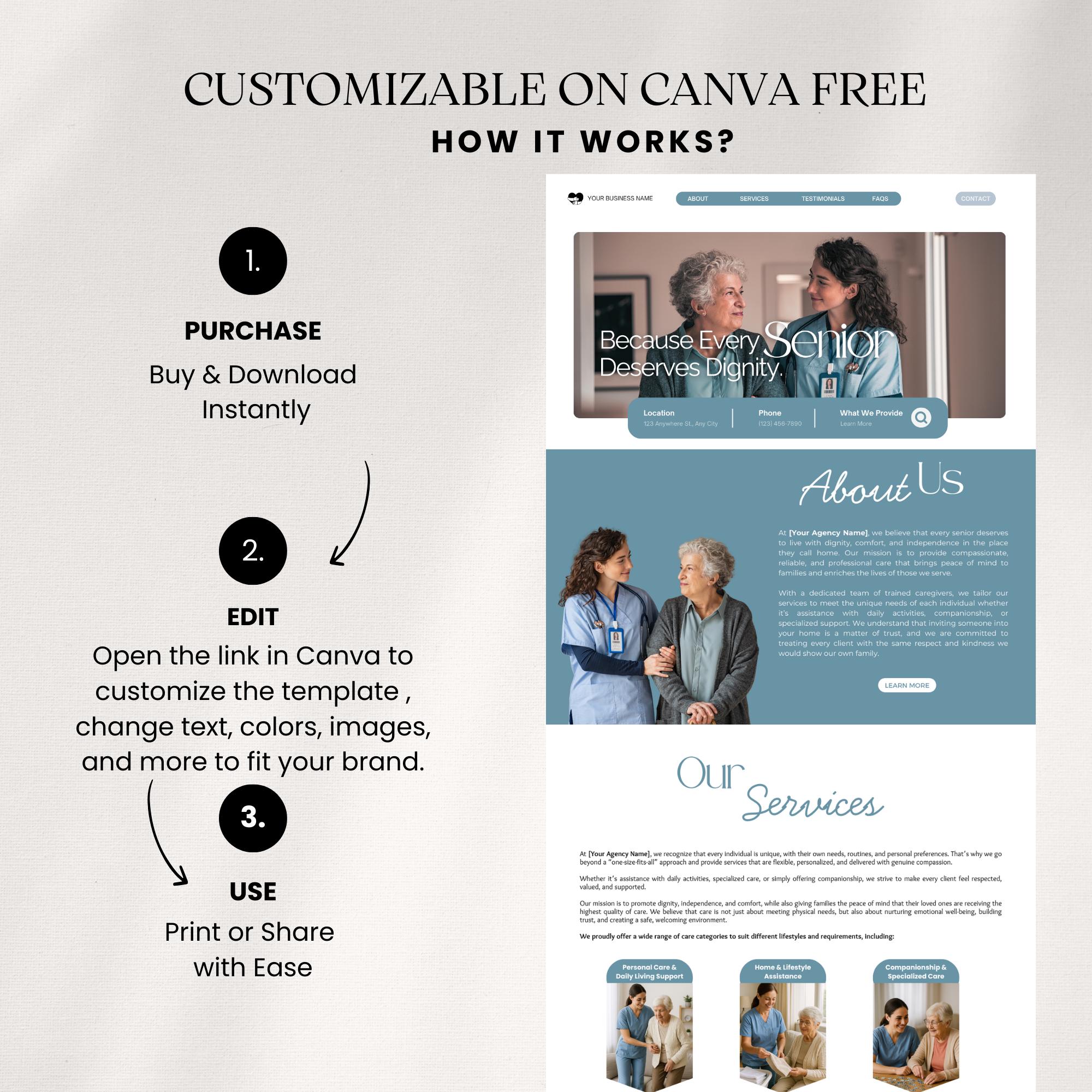 Caregiving Website Template: Home Health Care Canva Design - Etsy