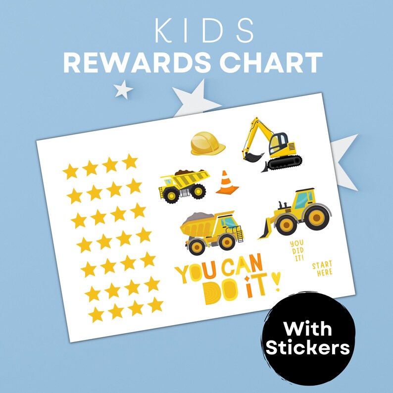 Construction Reward Chart | Construction Kids Behavior Chart | Sticker ...