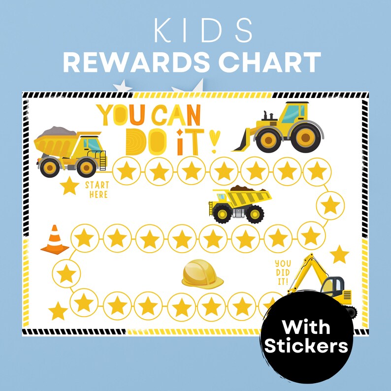 Construction Reward Chart | Construction Kids Behavior Chart | Sticker ...