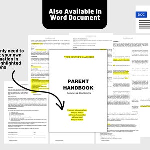 Daycare Parent Handbook, Daycare Policies and Procedures, Childcare ...