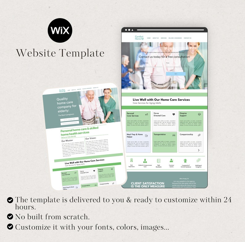 Home Care Wix Website Template: Caregiver Business Design - Etsy