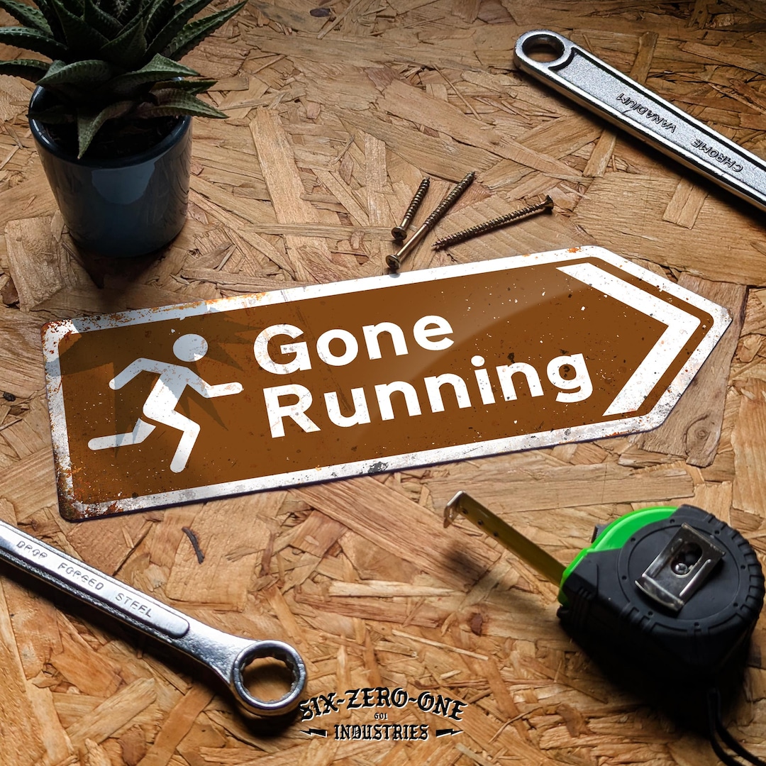Gone Running Arrow Metal Sign. Worn or Clean Look Available. 3 Sizes ...