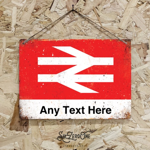 Personalised Train Station Metal Sign Landscape Worn or - Etsy UK