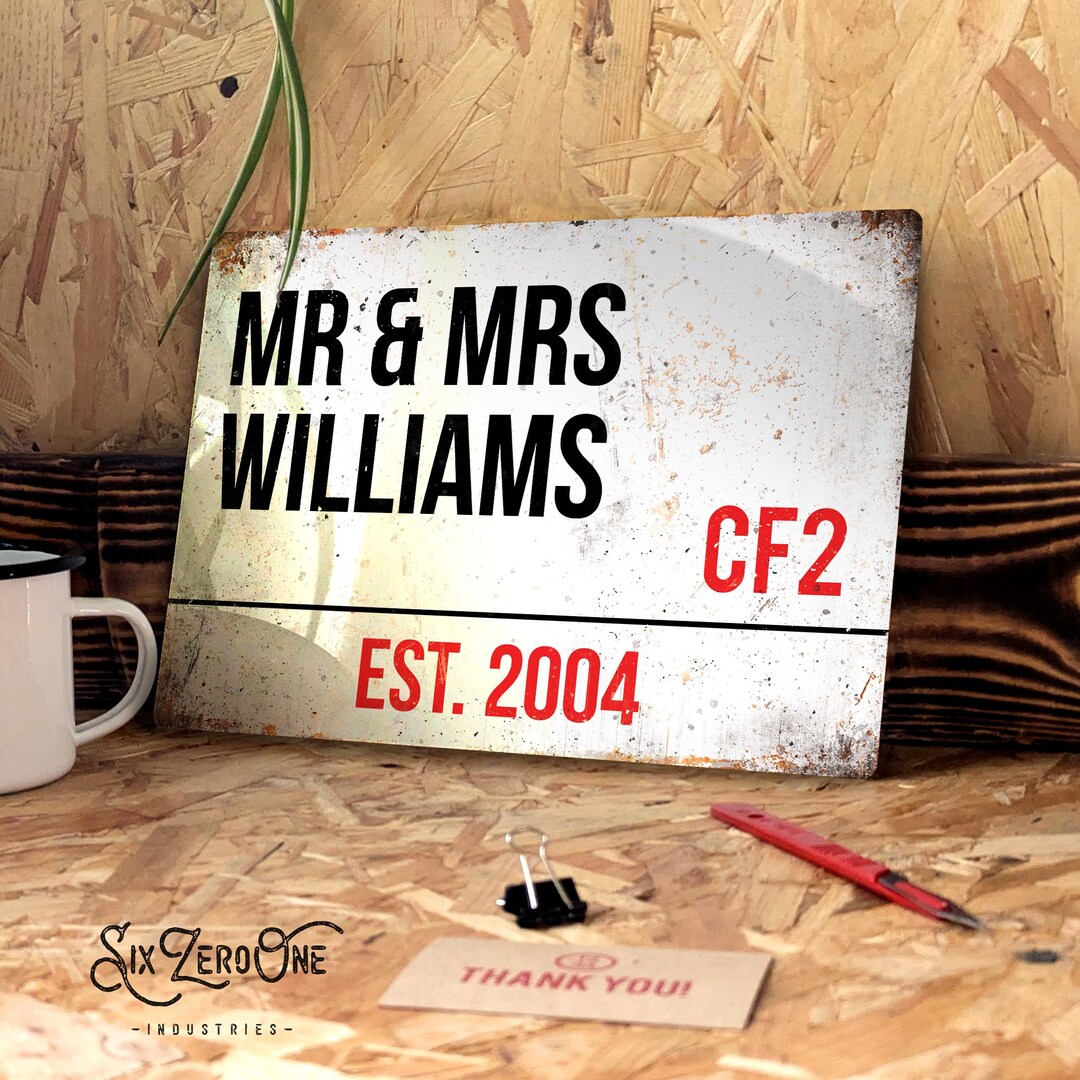 Personalised Metal Street Sign. Worn or Clean Look Available in 3 Sizes ...