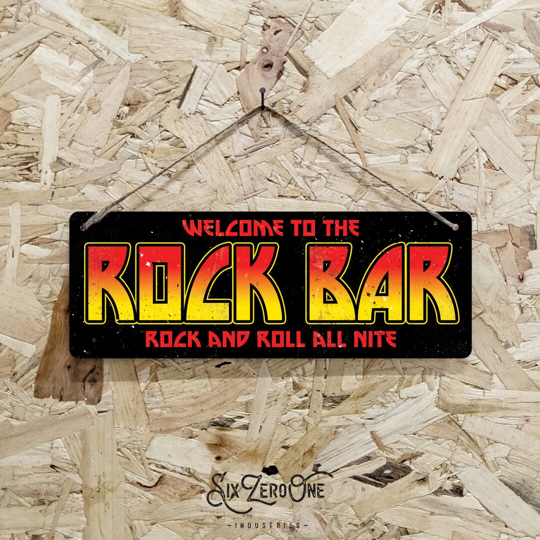 Welcome to the Rock Bar KISS Metal Sign Horizontal - Vintage Worn Rusty ...
