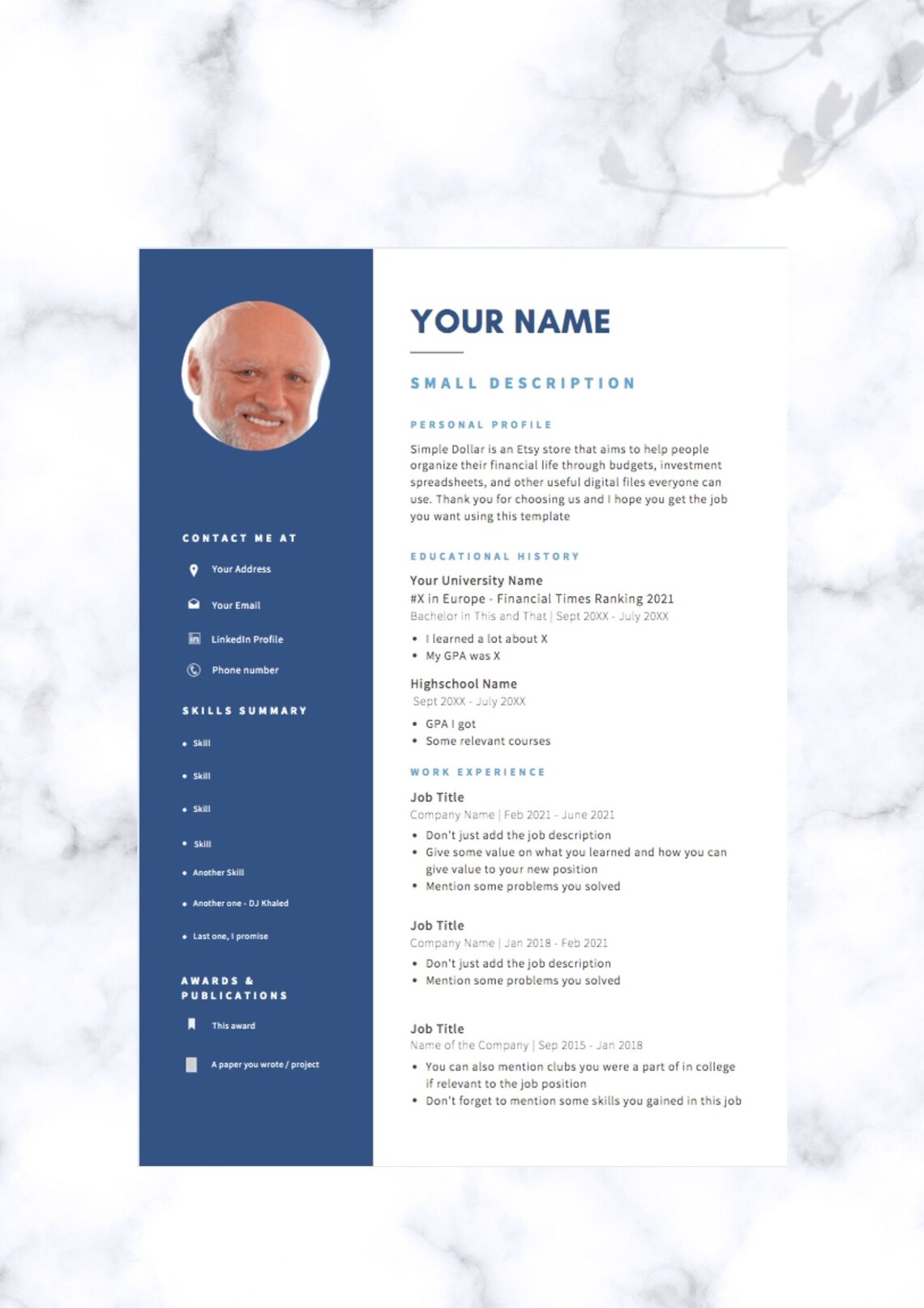 Simple Resume Template For Canva 2 Pages Simple And Etsy