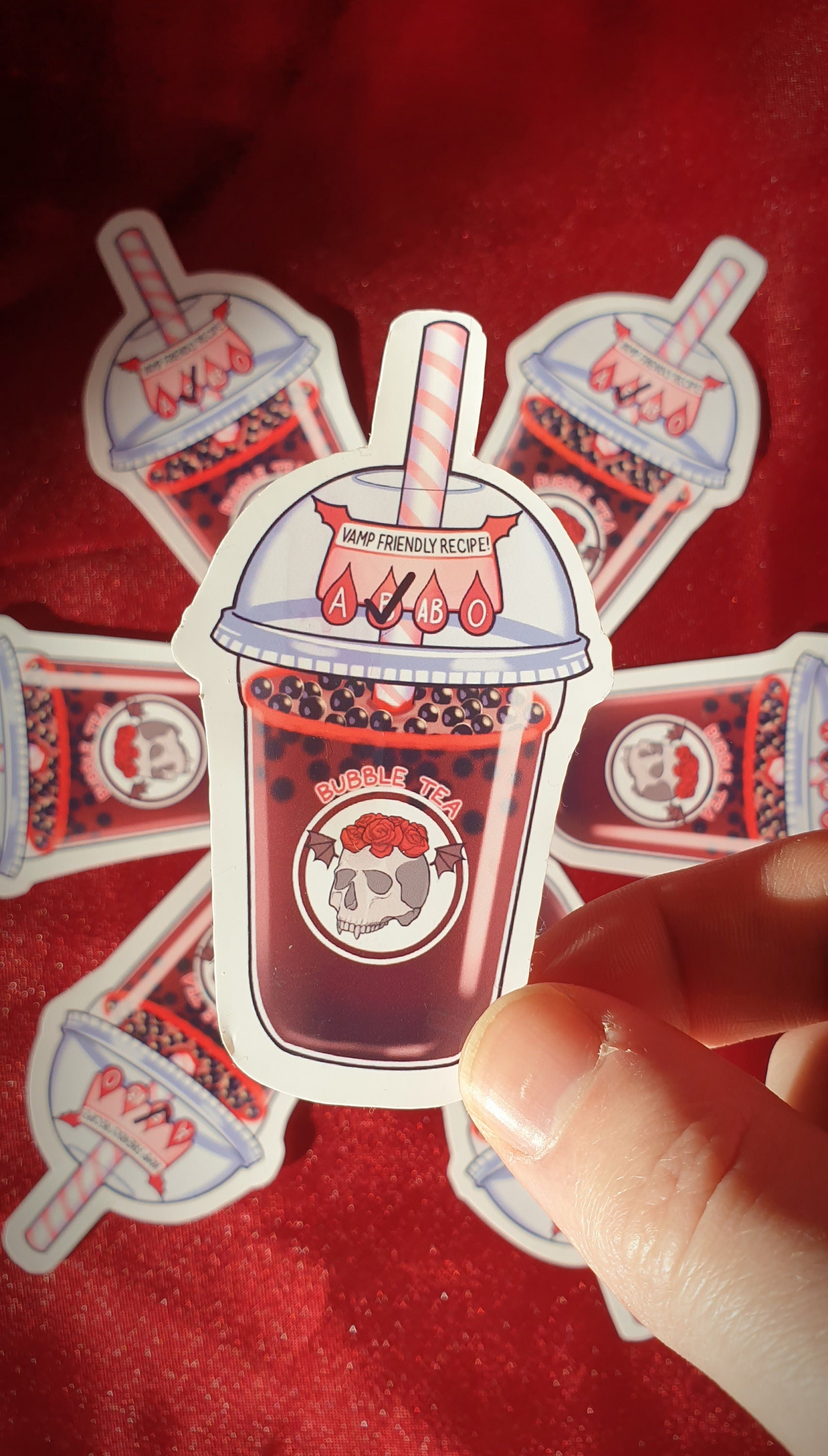 Blood Bubble Tea Vampire Sticker - Etsy