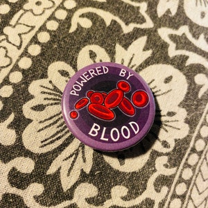 Powered by Blood - Gothic Button Pin Badge - Etsy