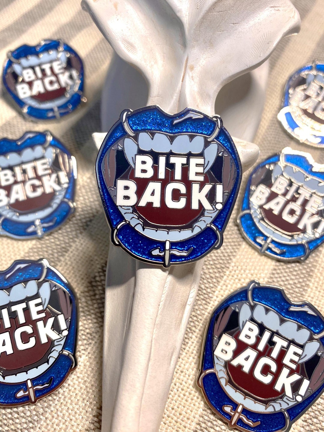Bite Back! - Glitter Enamel Pin, Gothic Vampire Badge - Etsy