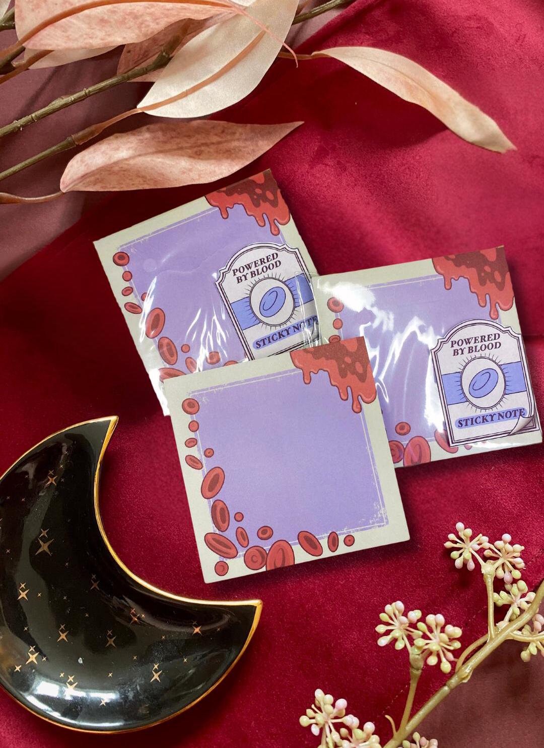 Blood Sticky Note - Powered by Blood, Gothic Vampire Stationary - Etsy