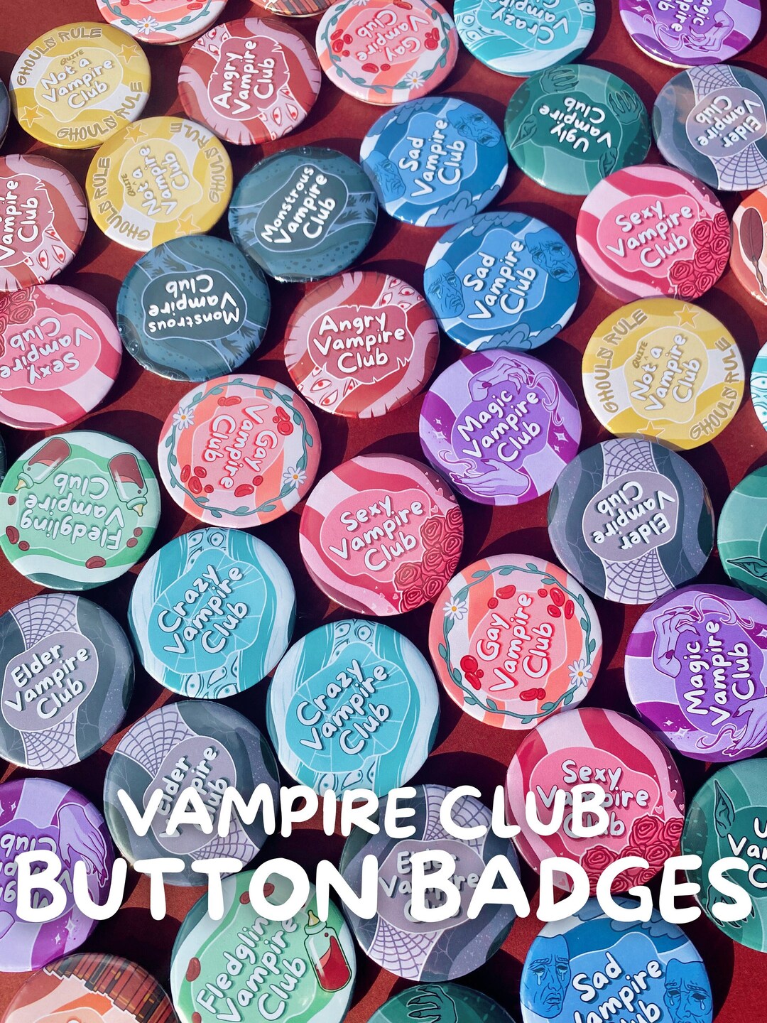 Vampire Club - Gothic Button Pin Badges (12 Designs Available) - Etsy