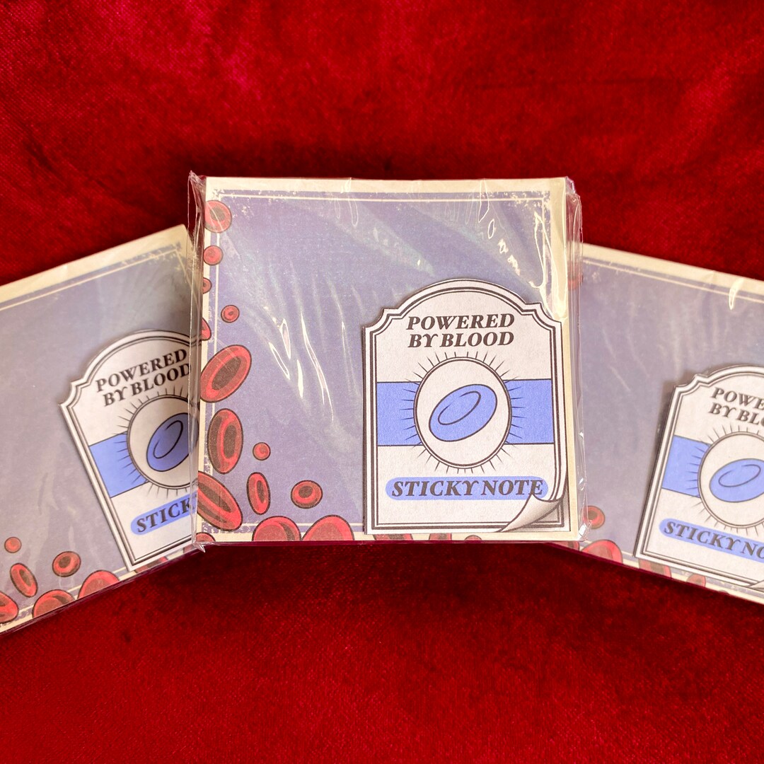 Blood Sticky Note Powered by Blood, Gothic Vampire Stationary - Etsy
