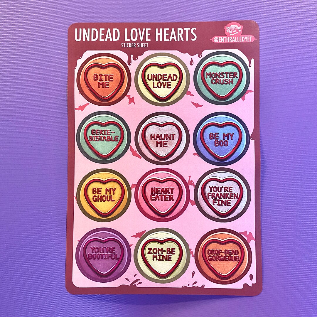 Undead Love Hearts - Sticker Sheet - Etsy