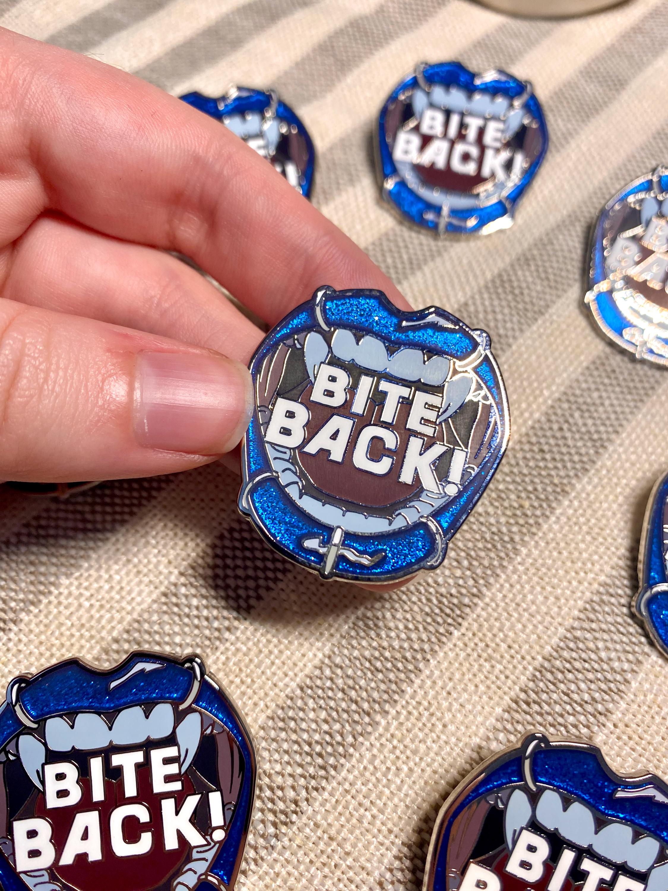 Bite Back! - Glitter Enamel Pin, Gothic Vampire Badge - Etsy