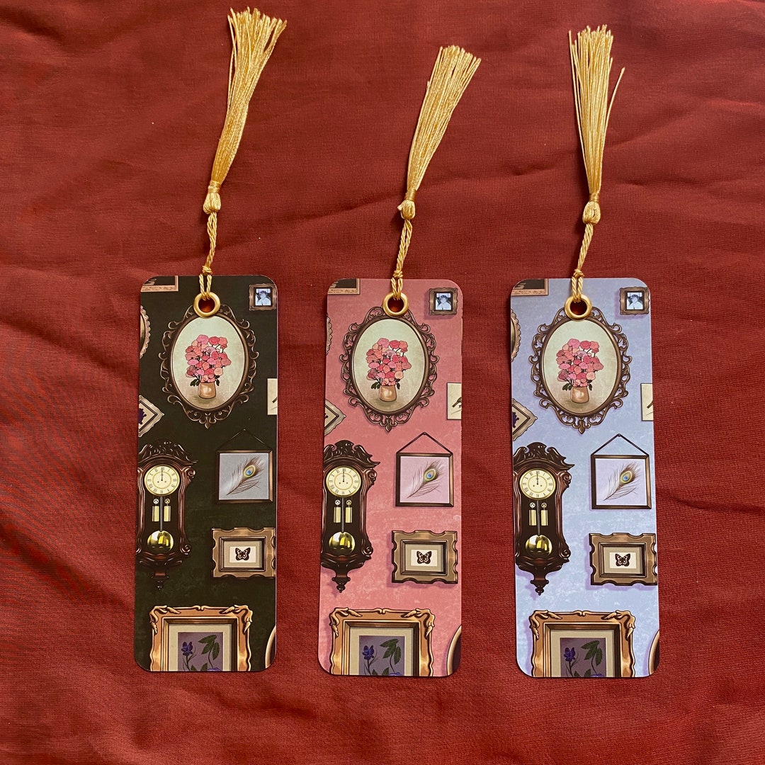 Gothic Vintage Bookmark: Satin Card With Gold Tassel - Etsy