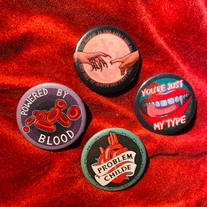 Powered by Blood - Gothic Button Pin Badge - Etsy