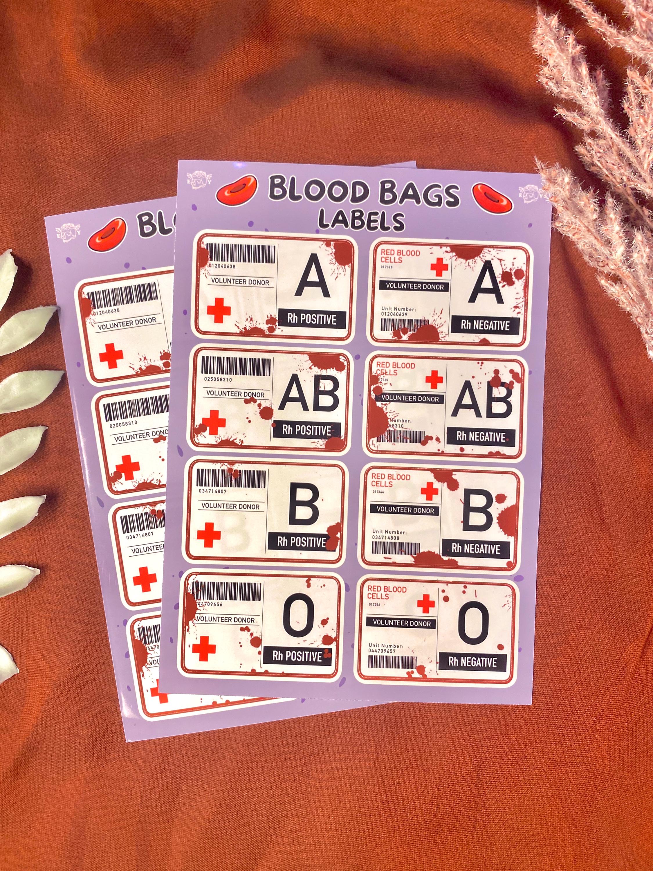 Blood Bags Labels - Vampire Gothic Medical Kiss-cut Stickers - Etsy