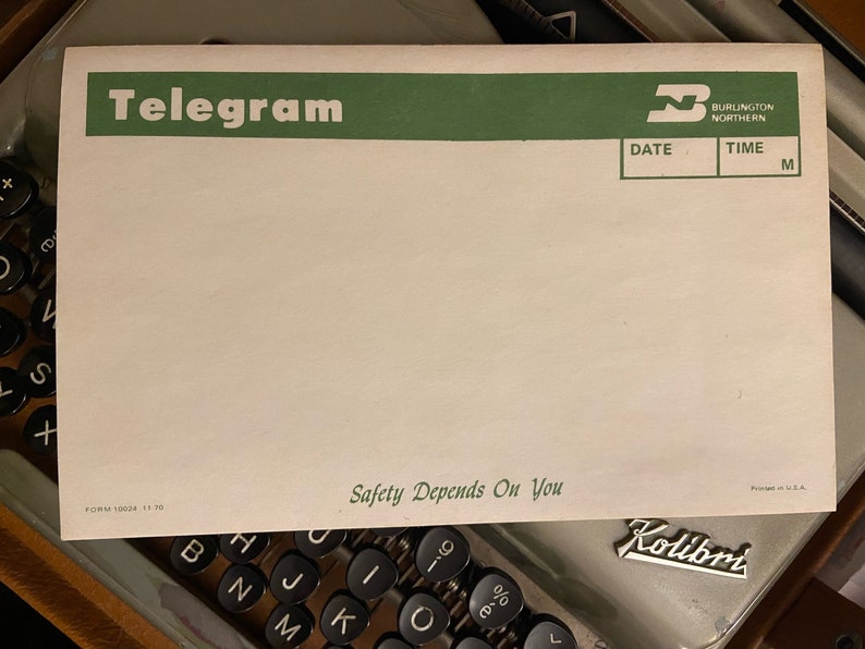 Vintage Railroad Telegram Paper Burlington Northern 1970 Railroad ...