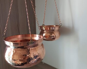 Copper Hanging Planter - Etsy UK
