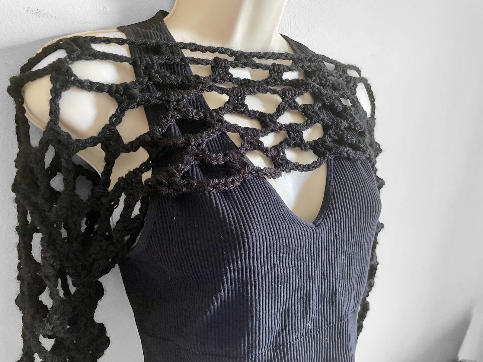 Mesh Crochet Sleeves // Handmade Net Cropped Shrug Top - Etsy