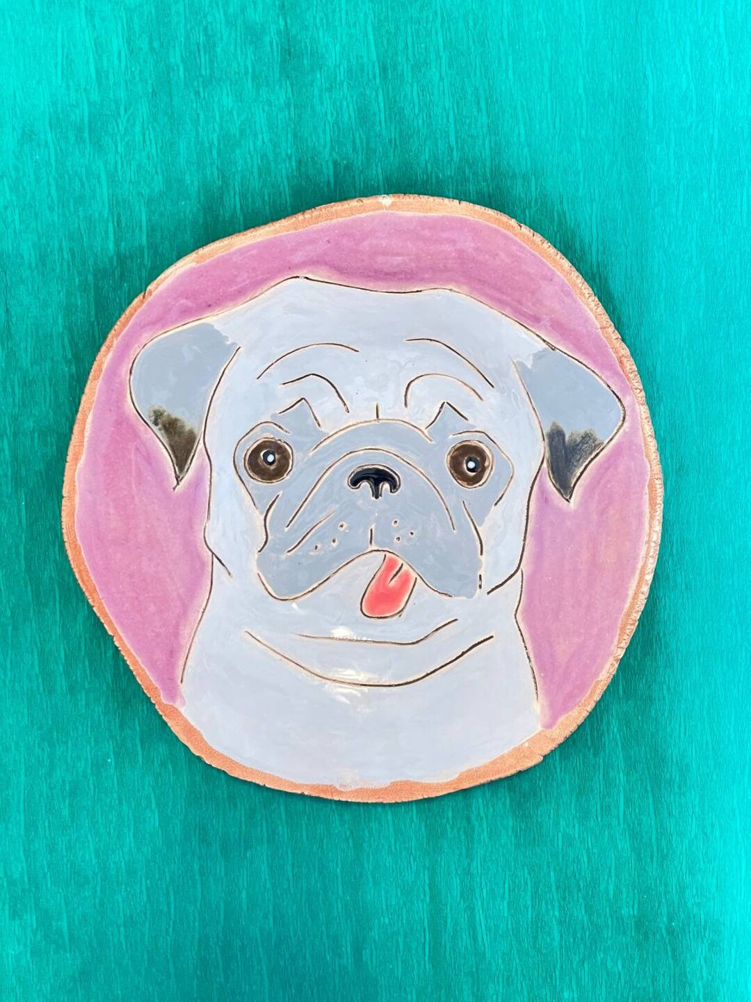 Ceramic Dinner Plate With Dog Motif, Side Plate With Pug, Children's ...