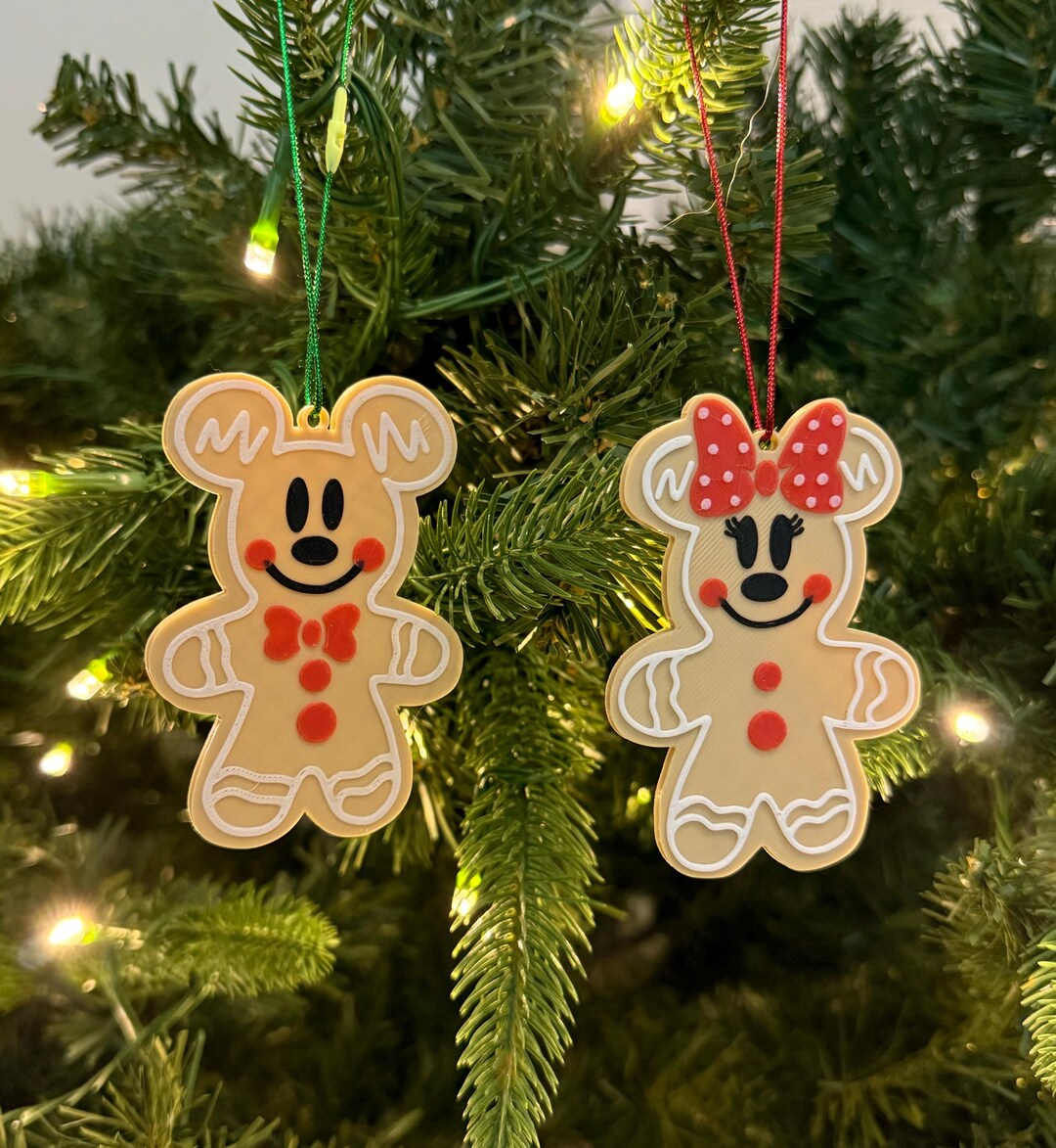 Mickey and Minnie Mouse Gingerbread Ornament - Etsy