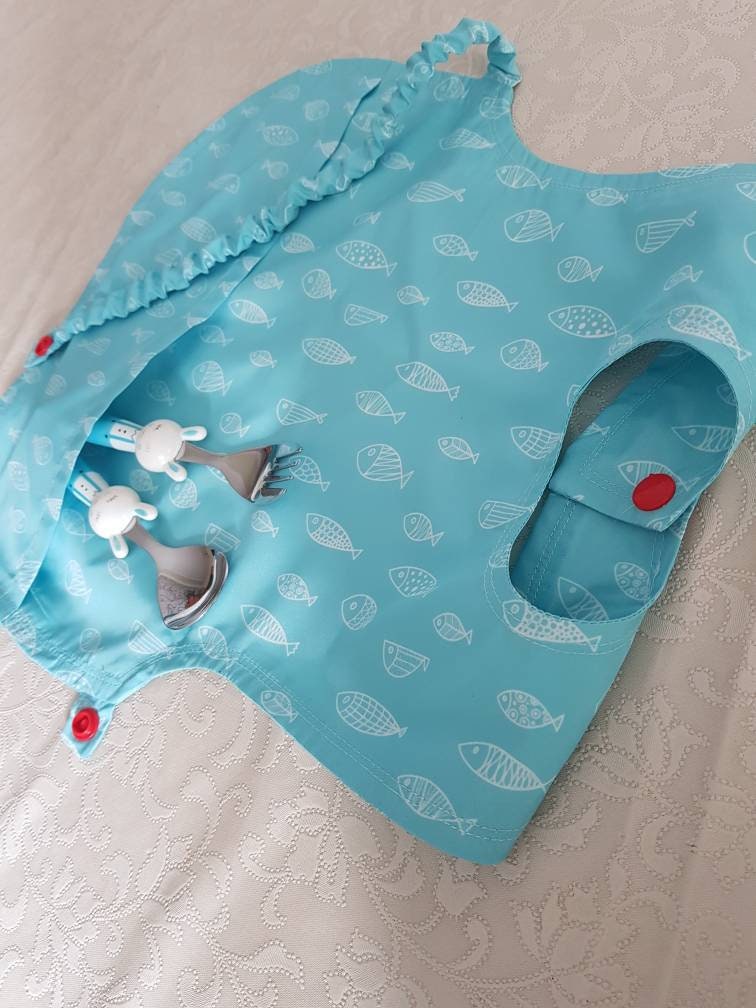 Baby Apron Bib Sewing Pattern, PDF Reversible Baby Bib Coverall Apron ...