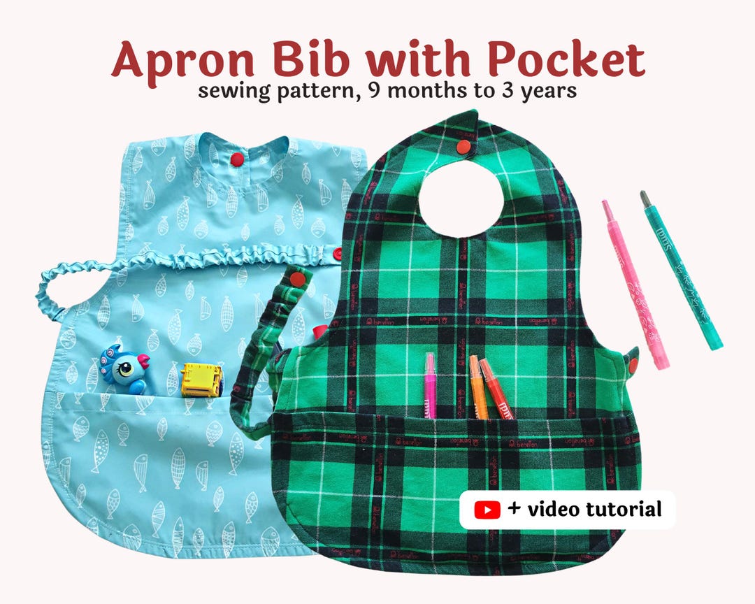 Baby Apron Bib Sewing Pattern, PDF Reversible Baby Bib Coverall Apron ...