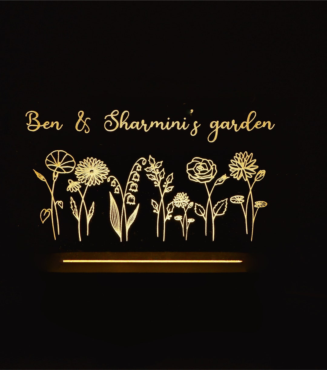 Personalised LED Display Night Light Engraved Acrylic Custom Name ...