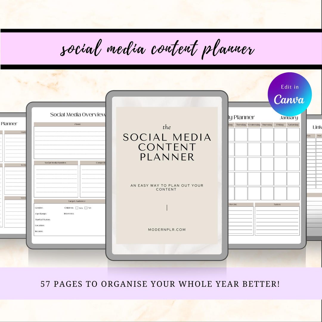 Social Media Content Calendar Google Sheets, Digital Content Planner ...