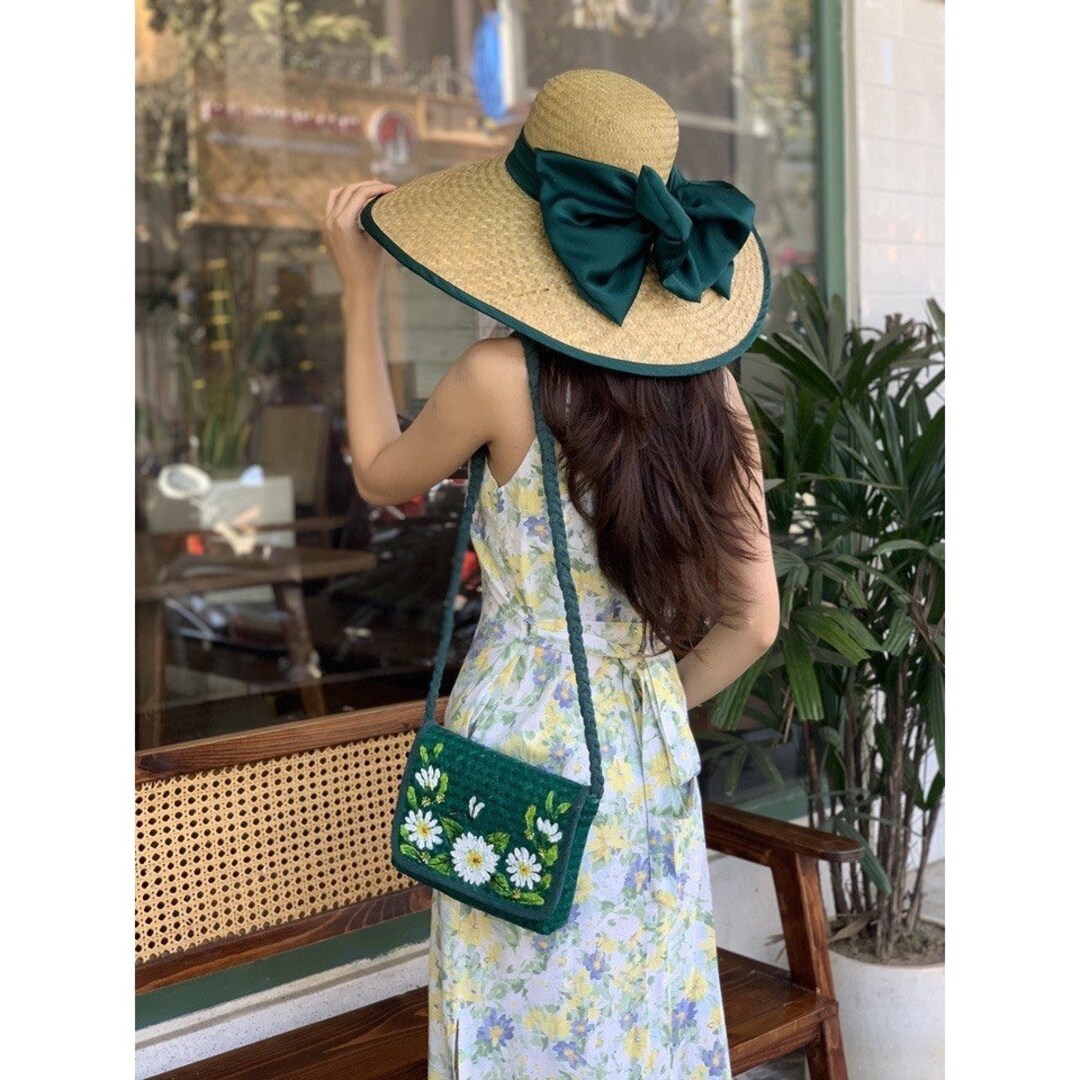 Elegant Luna MARIES Bow Tie Beach Papyrus Hat, Wide Brim, With Fabric ...