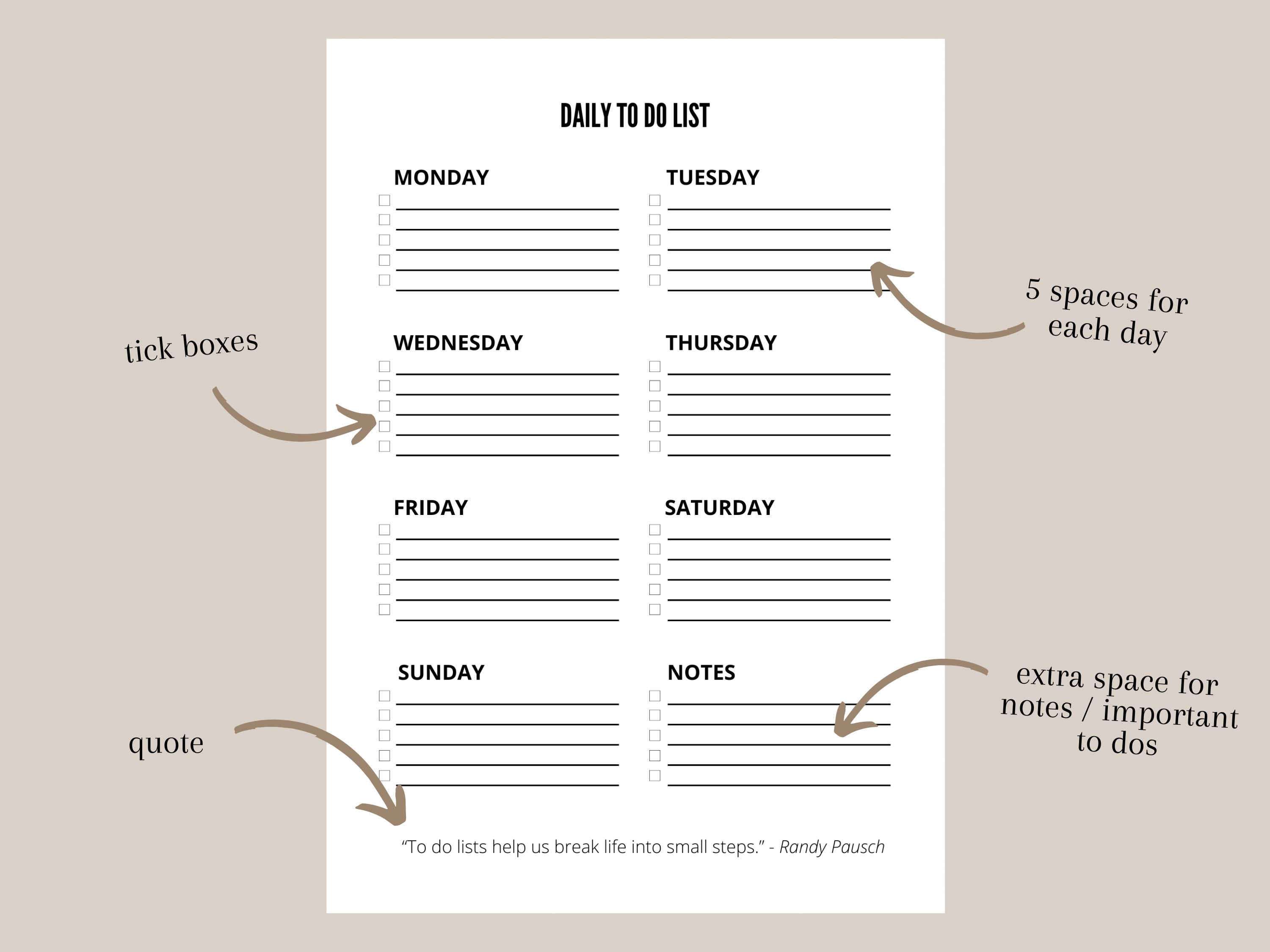 Simple Weekly Printable to Do List, Simple Task List, Daily Schedule A4 ...