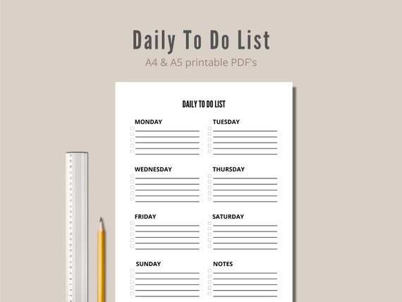 Simple Weekly Printable to Do List Simple Task List Daily - Etsy