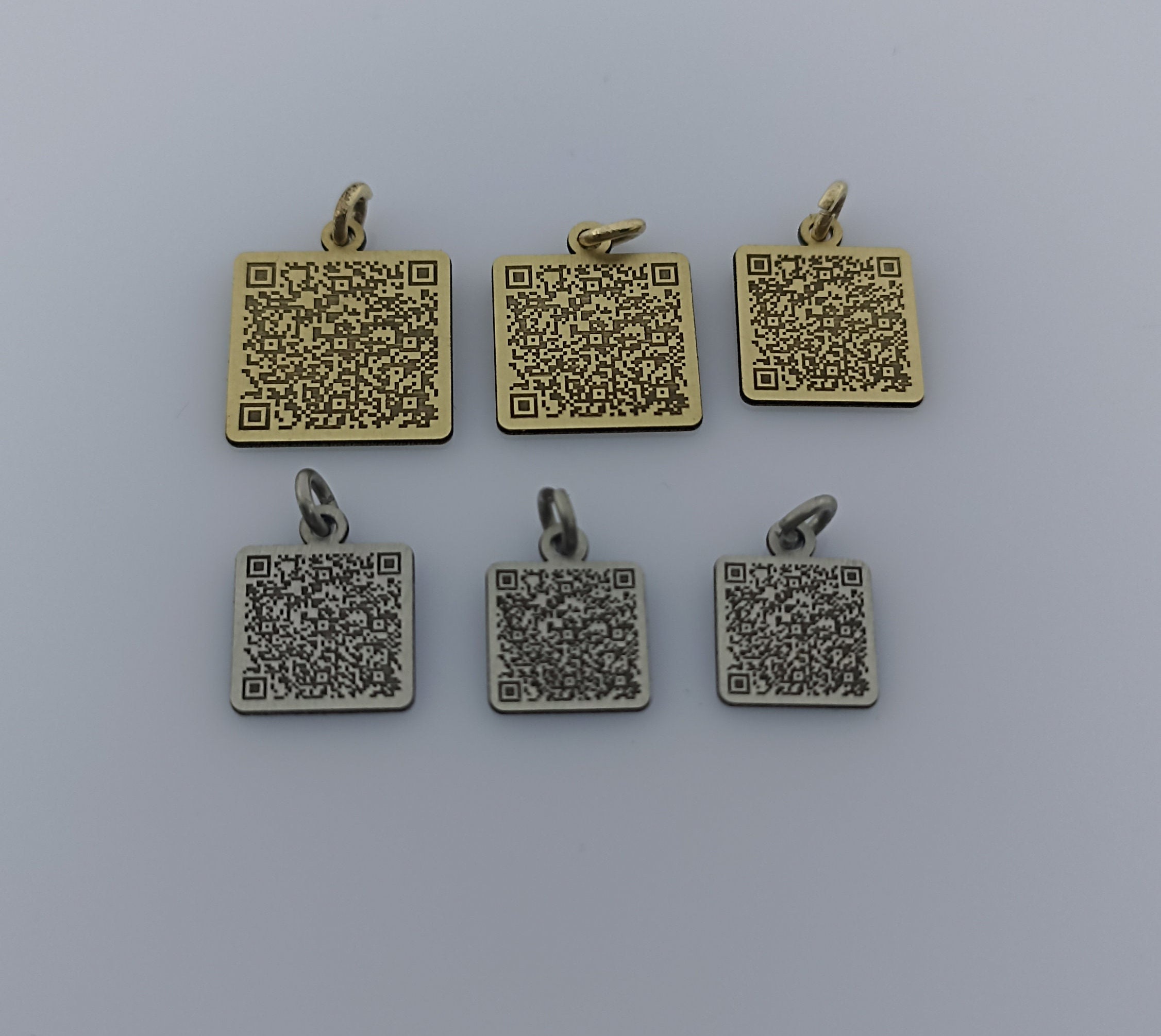 QR Code Logo Charm Link Tag for Your Brand Two Side Engrave - Etsy