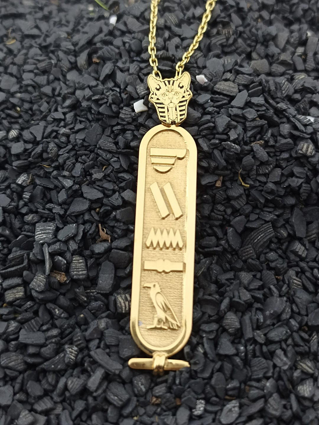 Bastet Egyptian Goddess Nameplate Necklace, Personalized Cartouche ...