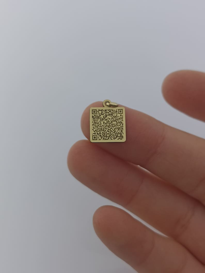 QR Code Logo Charm, Link Tag for Your Brand, Two Side Engraved Charm ...
