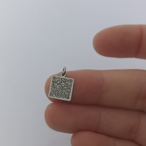 QR Code Logo Charm, Link Tag for Your Brand, Two Side Engraved Charm ...