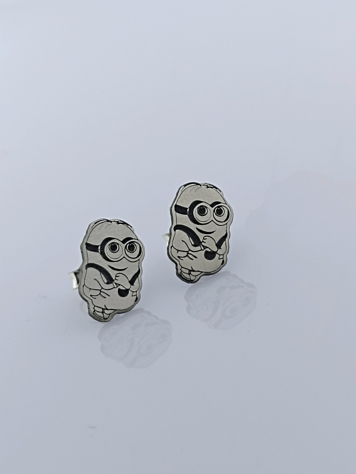 Silver Cartoon Stud Earrings, Cartoon Earrings, Cartoon Jewelry, Gift ...