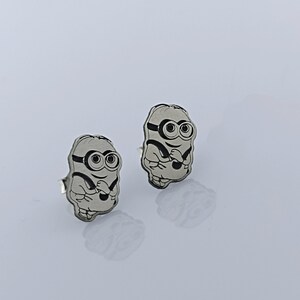Silver Cartoon Stud Earrings, Cartoon Earrings, Cartoon Jewelry, Gift ...