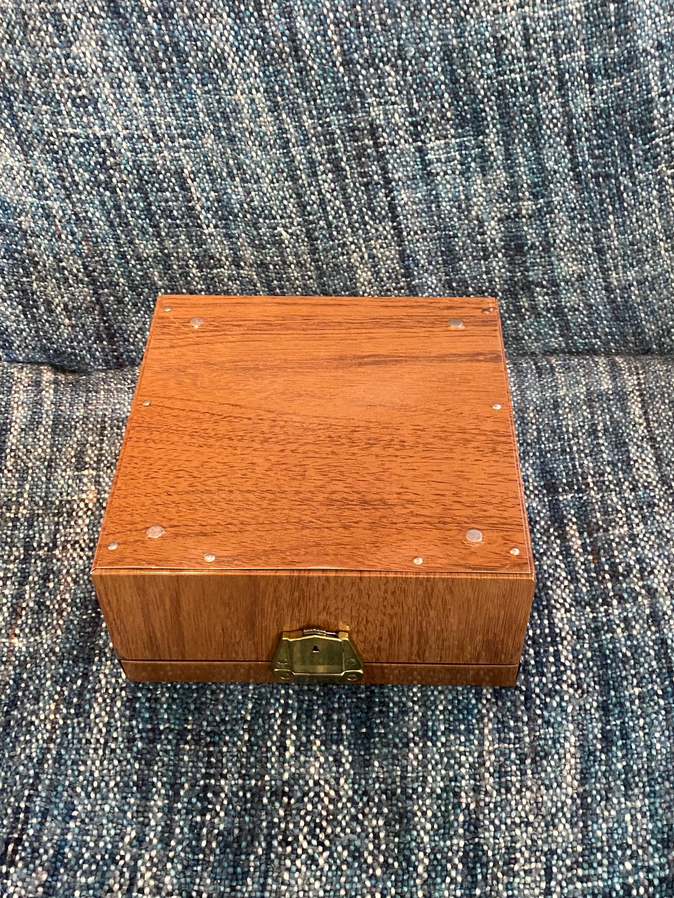 Vintage Porta-file Check File Metal Storage Box W/ Key Wood Lithograph ...