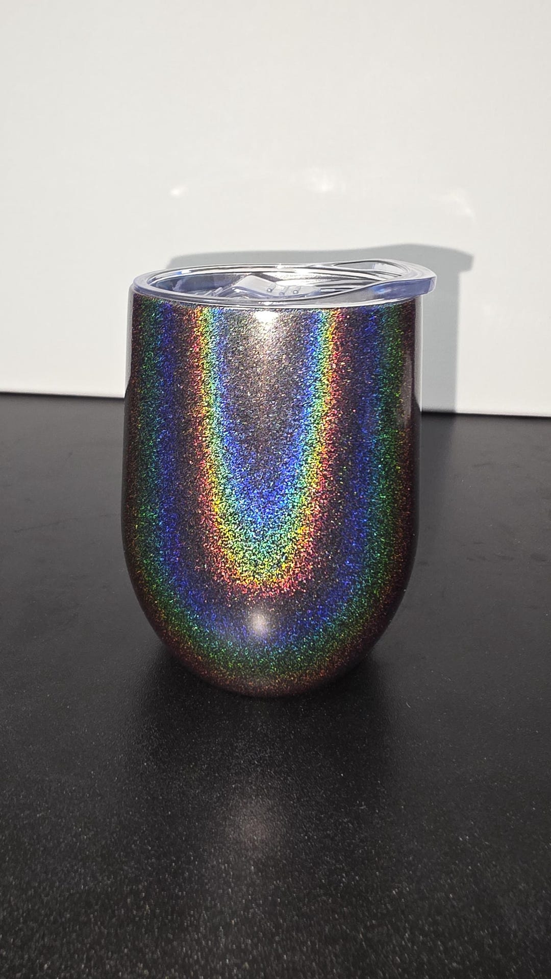 Custom Powder Coated Stainless Steel Wine Glass 12oz Rainbow Metallic ...