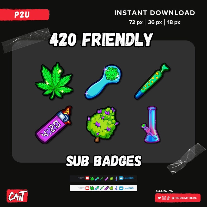 420 Weed Sub Badges for Twitch, Kick, and Youtube | Stoner Themed ...