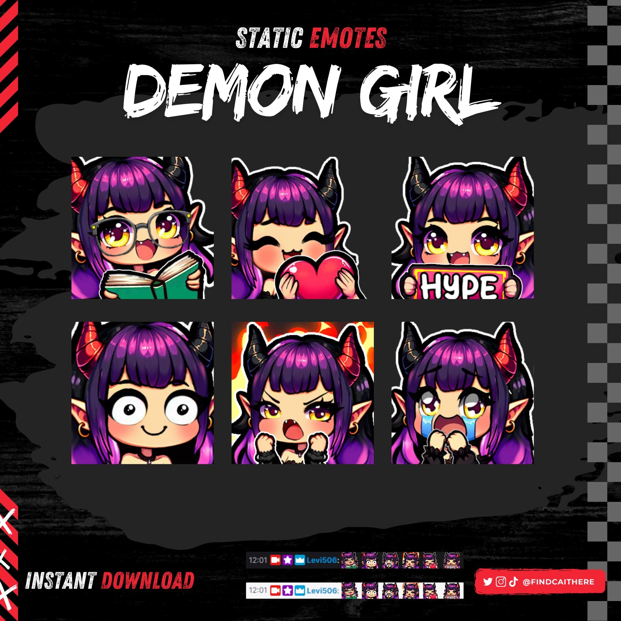 Demon Girl Emotes for Twitch Succubus Kawaii Anime Emote Pack Cute ...