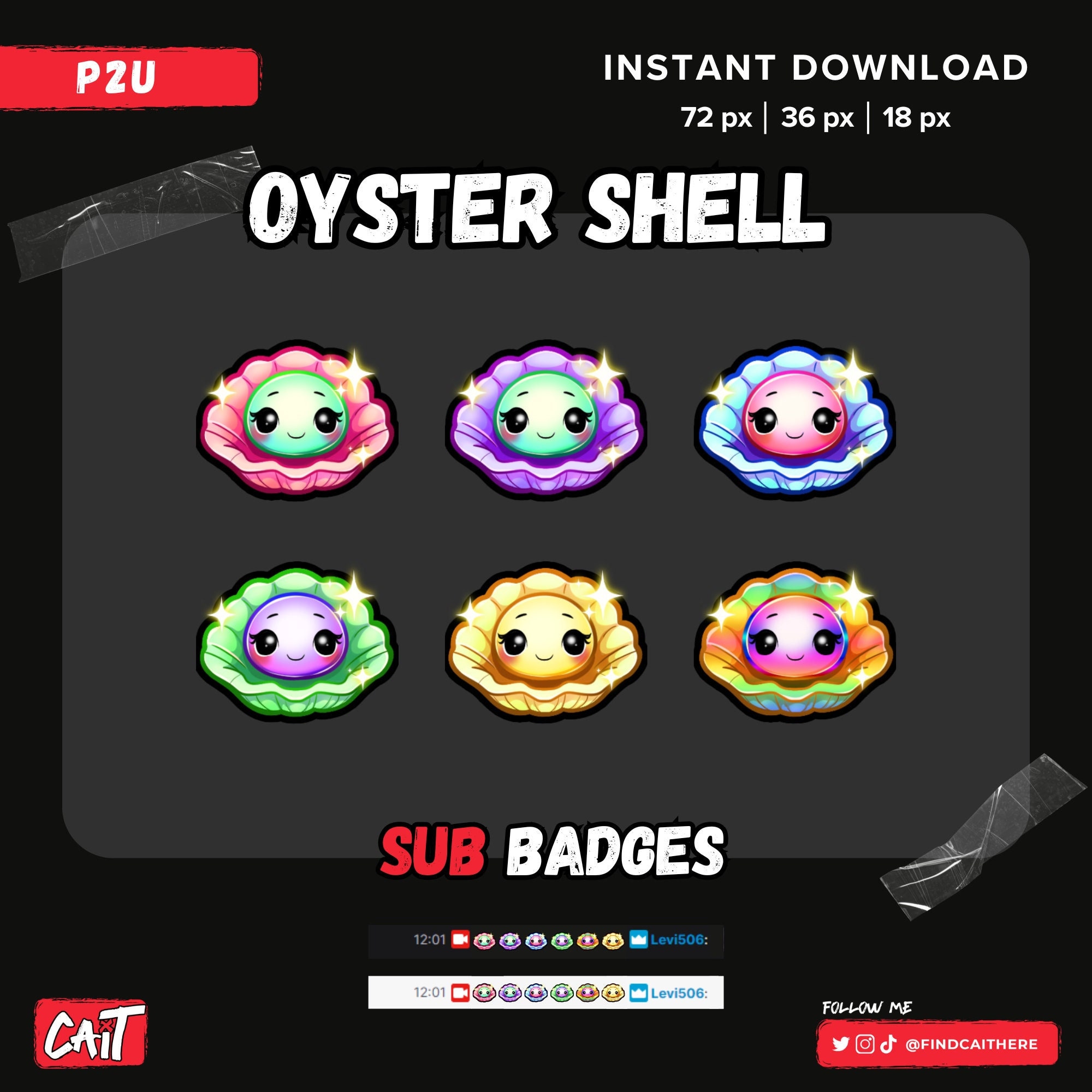 Oyster Shell Sub Badges | Ocean Twitch Badges (digital Download) - Etsy